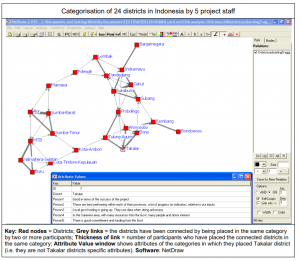 Network visualisation of qualitative data – Monitoring and Evaluation NEWS